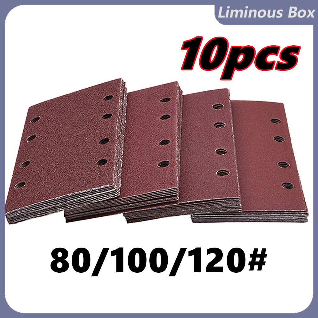 10pcs Rectangle Sanding Disc With Hook and Loop Fastener 8-Hole Sander ...