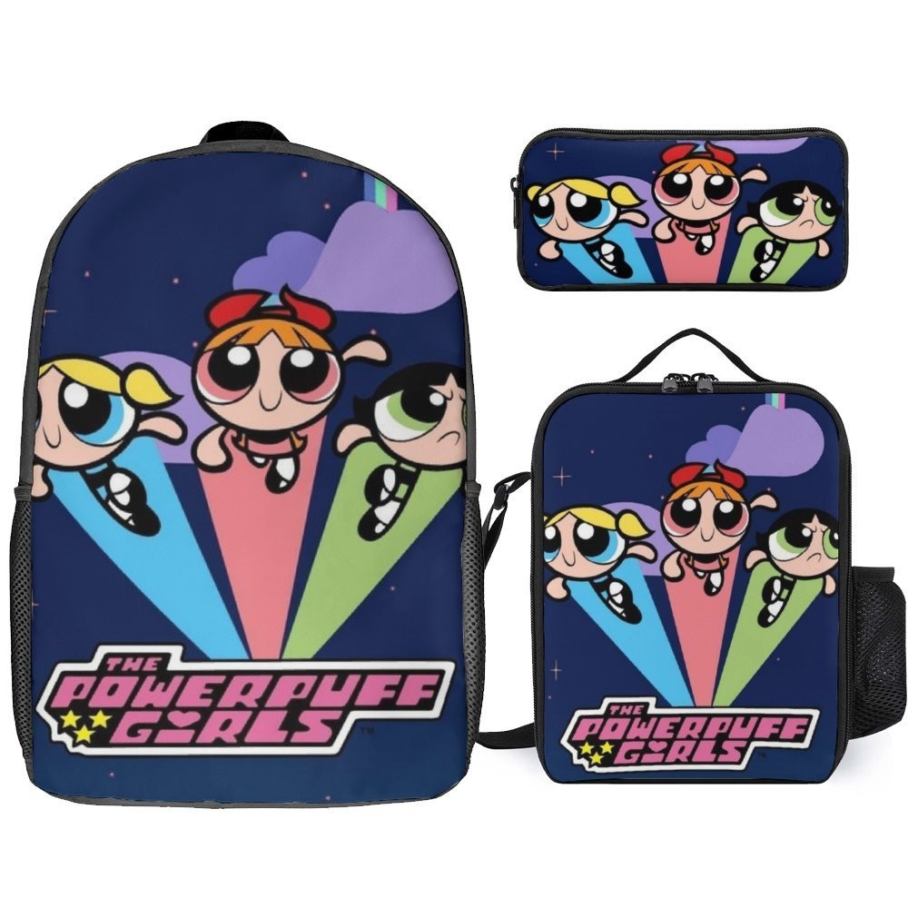 Powerpuff Girls 3 in 1 Backpack Cute Schoolbag Cartoon Back Pack ...