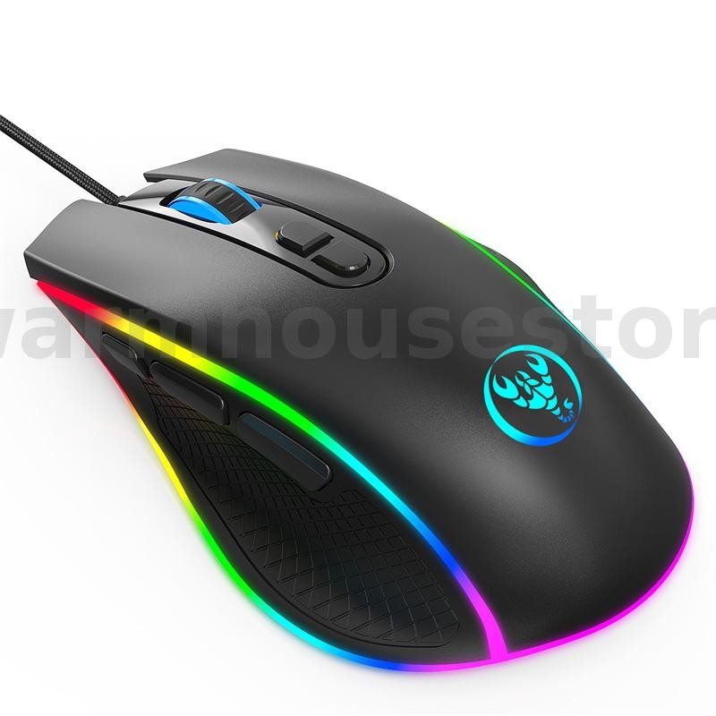 HXSJ A906 Wired Gaming Mouse RGB 800-12800DPI 8-key Macro Programming ...