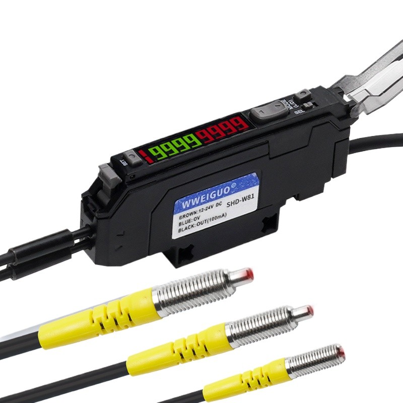 Anti-interference dual digital display fiber amplifier sensor diffuse ...