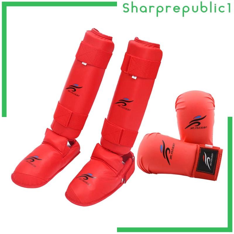 [Sharprepublic1] Boxing Gloves Shin Guards with Footgear Karate ...