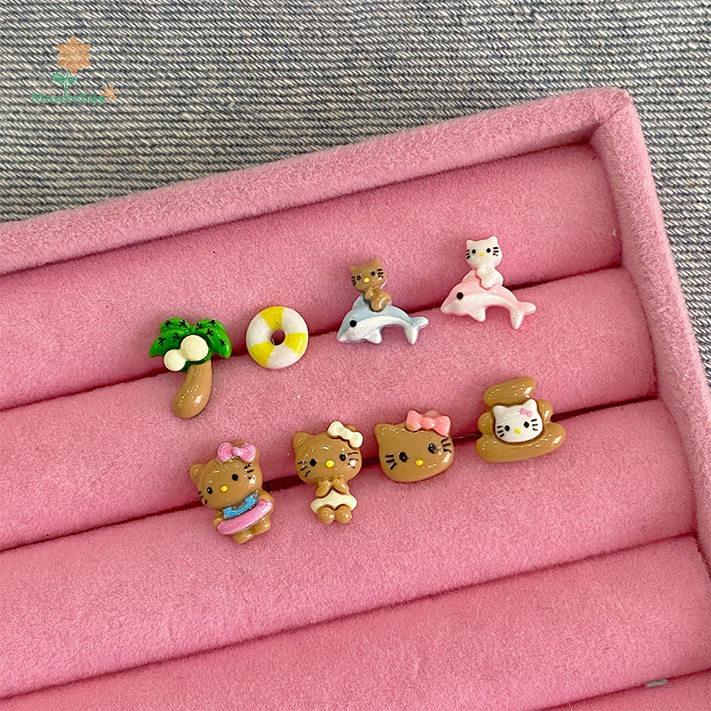 LILY 1Pcs Kawaii Sanrio Hello Kitty KT Cat Stud Titanium Steel ...