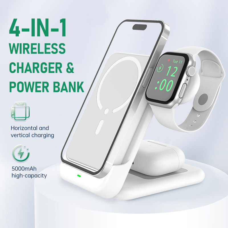 4 in 1 Foldable Wireless Charger Magnetic Charging Treasure Portable 5 ...