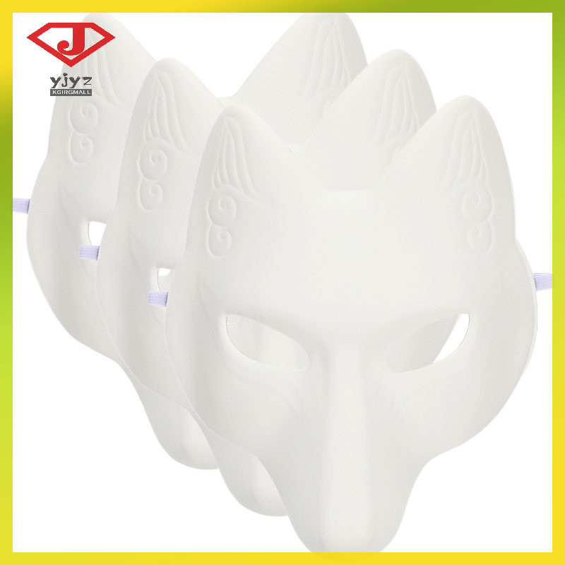 Halloween Fox Mask White Paper Blank Unpainted Cosplay Masquerade Party ...