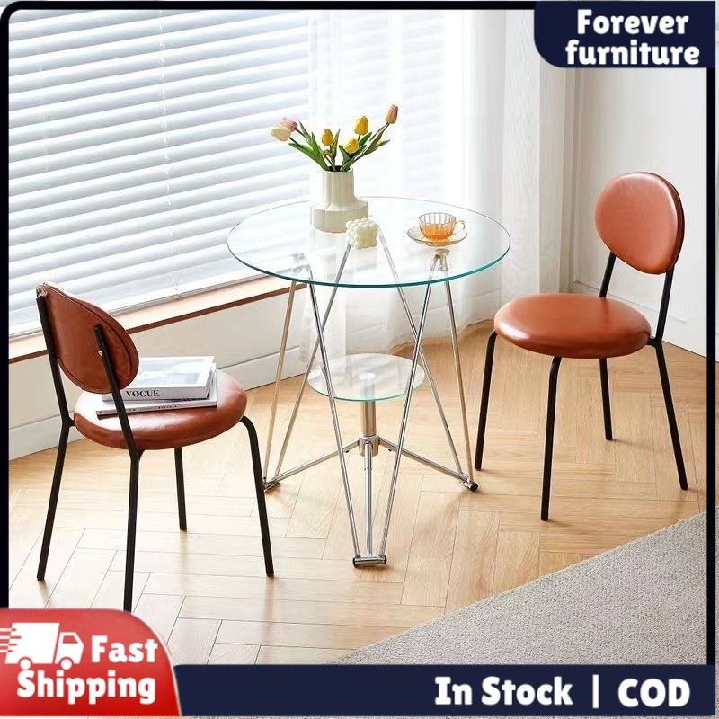 Simpleng Hapag Kainan Round Glass Table Coffee Table Stainless Glass ...