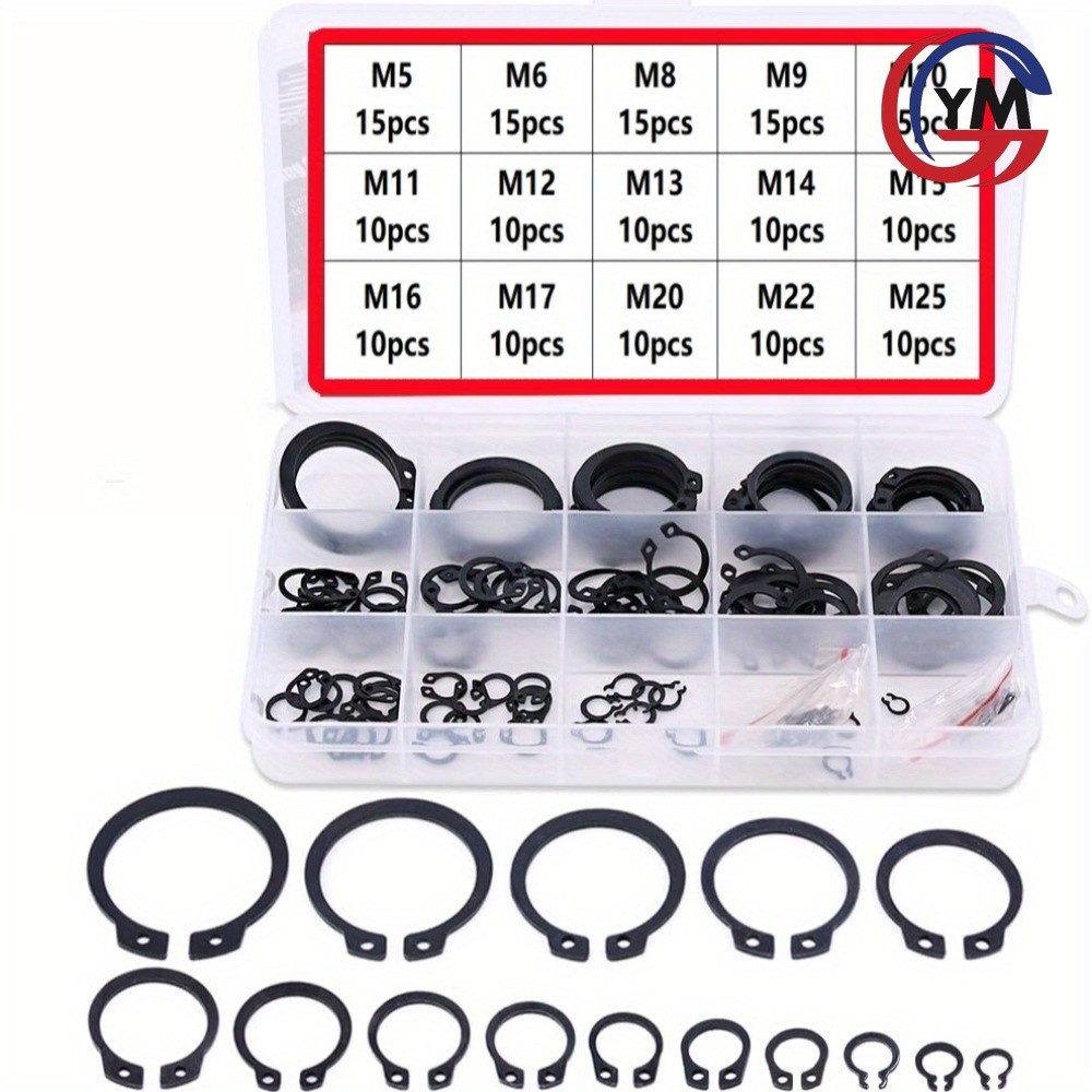 175-Pcs Alloy Steel External Circlip Snap Retaining Clip Ring ...