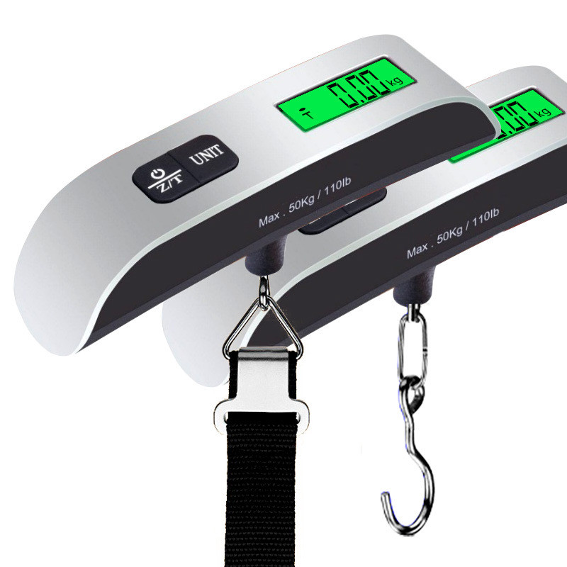 T-shaped 50kg luggage scale, portable green light handheld scale, steel ...