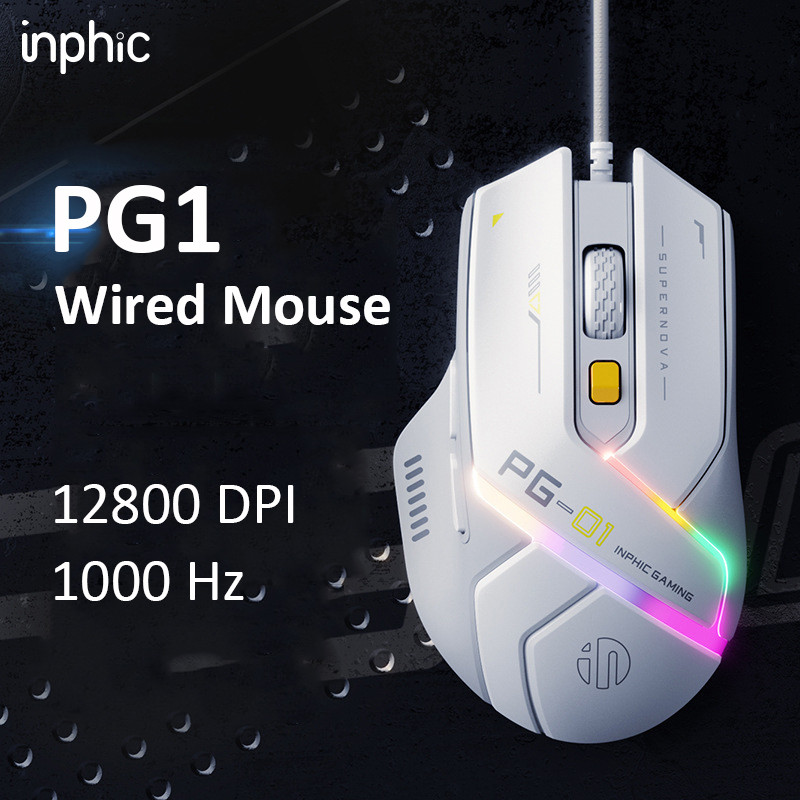 Inphic PG1 Wired Mouse 1000 - 12800 DPI Gaming Mouse RGB Light Computer ...