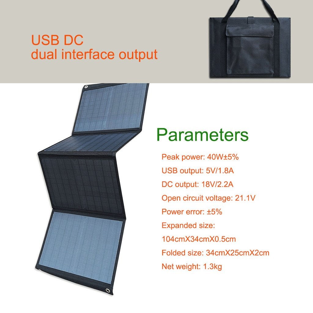 Solar Panel40W18VOutdoor RV Portable Emergency Power Station Solar ...