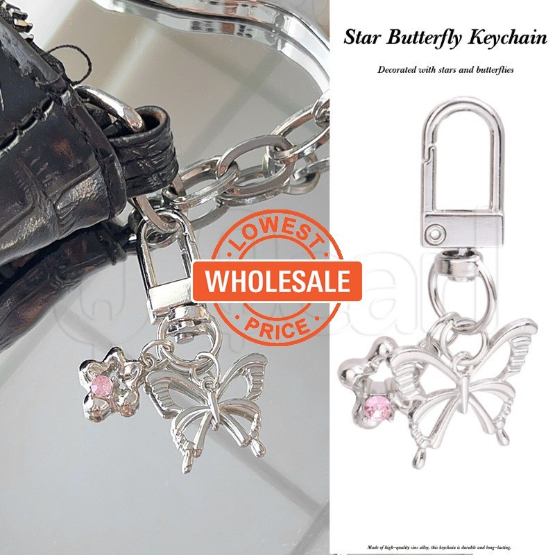 [Wholesale] Metal Butterfly Keychain - Cute Five-pointed Bow Keychain ...