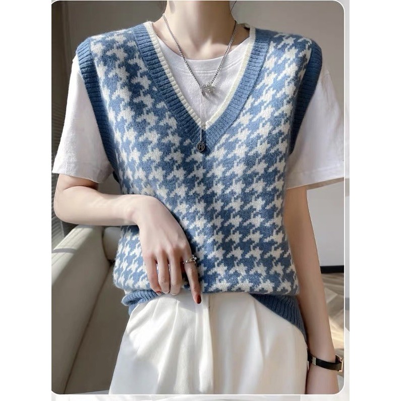 #7711 Knitted Vest for Women V Neck Korean Fashion Chic Vest High ...