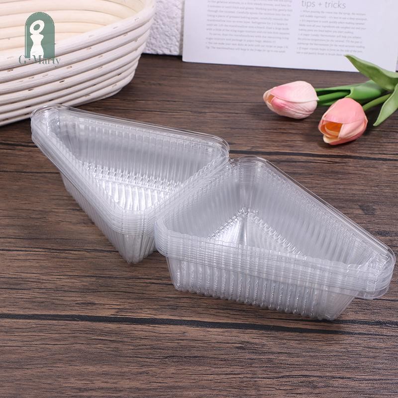 GMARTY 10Pcs Cake Slice Plastic Container Clear Triangle Dessert Box ...