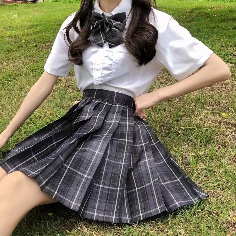 Gentle Sailor Suit Pleated Skirt Plaid Skirt Suit Full Set jk Japanese ...