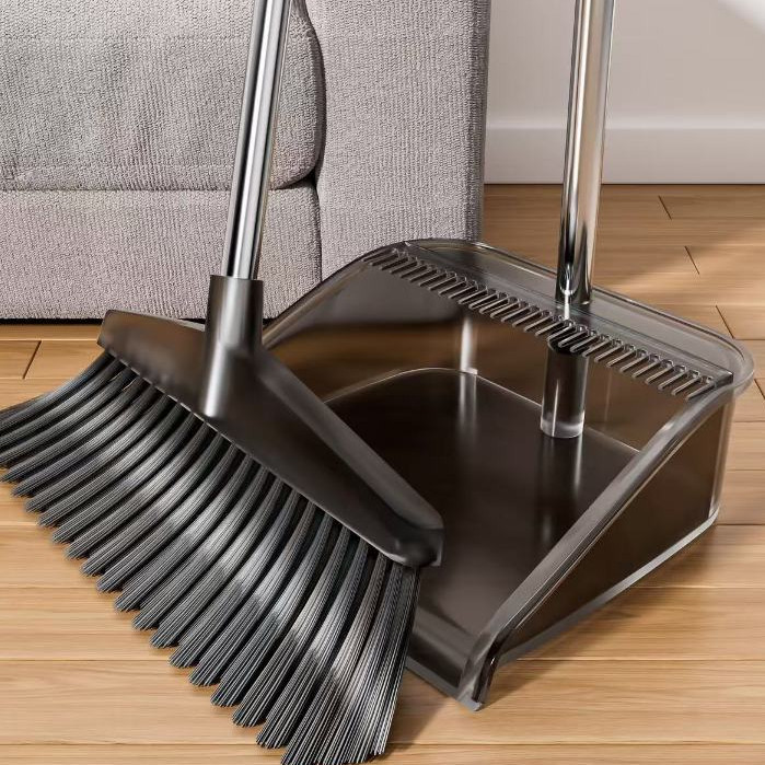 Black Broom and Dust Pan Set Household Mop Cleaning Outdoor Indoor ...