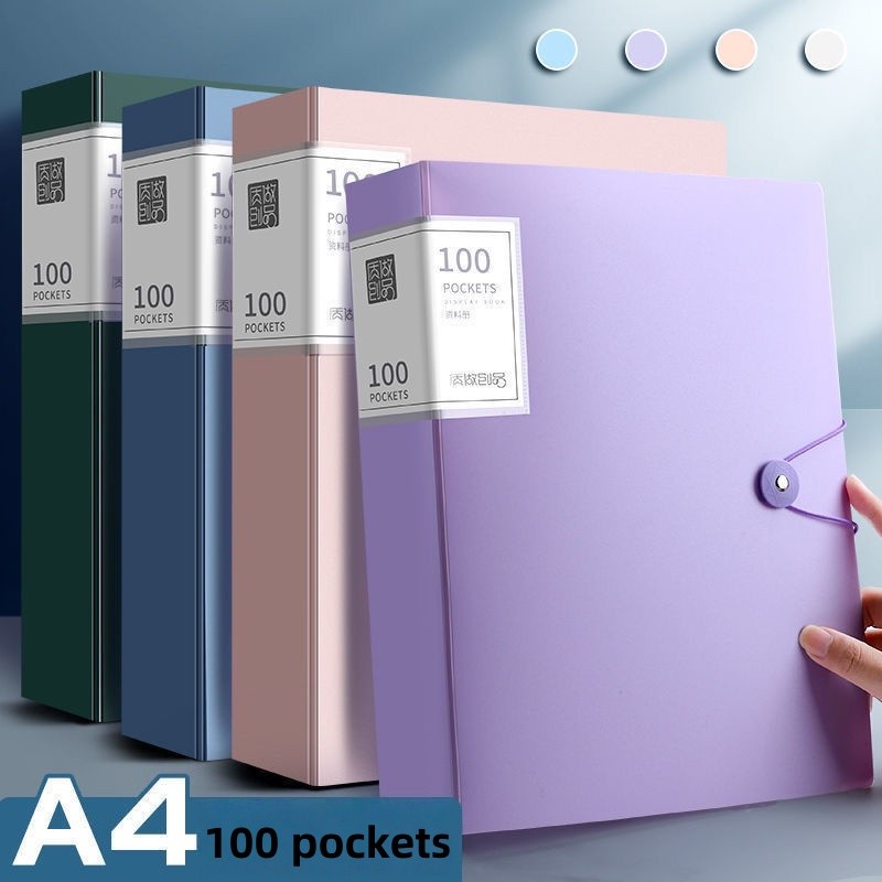 100 A4 Pages Clear Book Expanding File Folder Paper Storage Clear Book ...