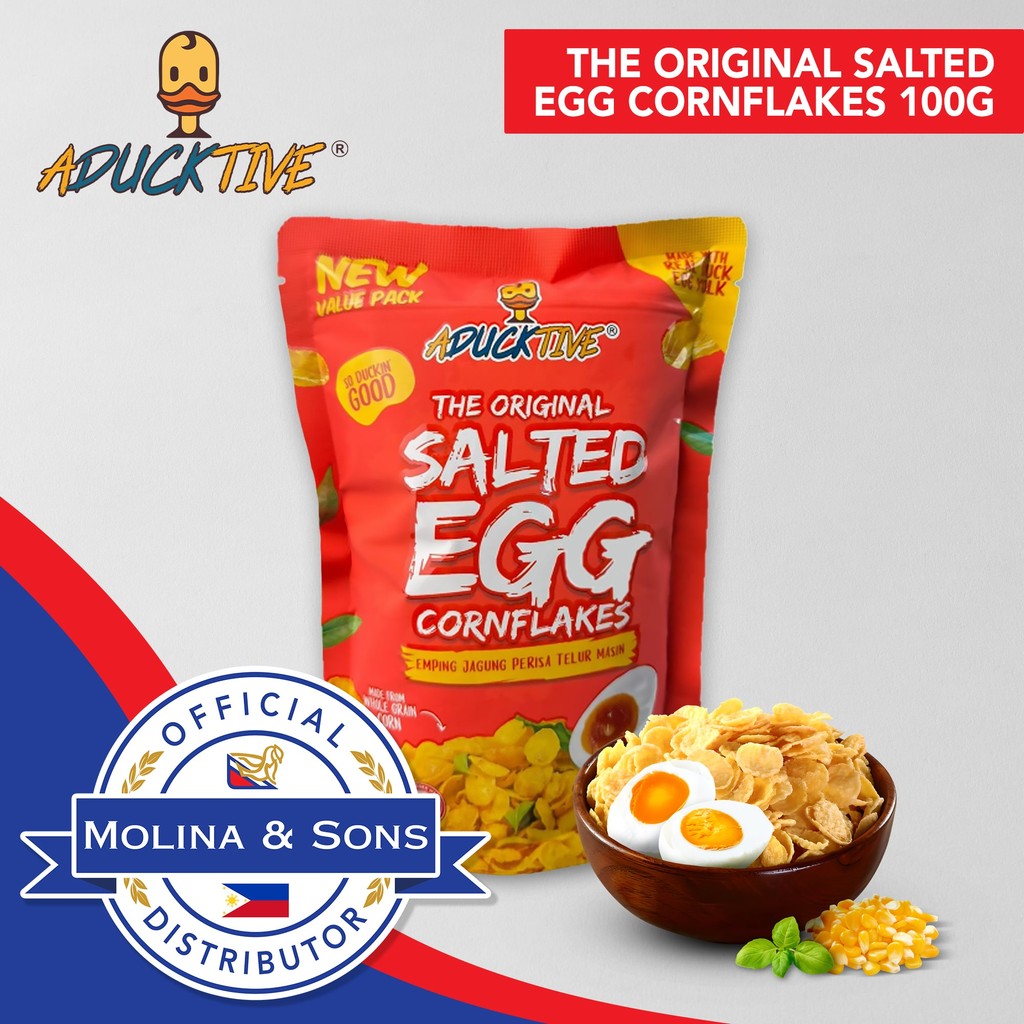 ADUCKTIVE SALTED EGG CORNFLAKES ORIGINAL 100G | Shopee Philippines