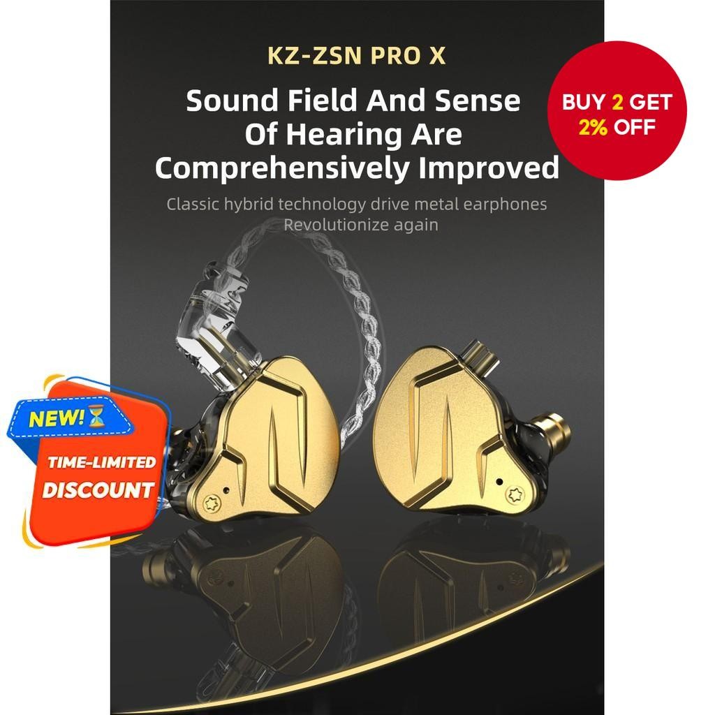 KZ ZSN Pro X 1BA+1DD Hybrid Driver In Ear Earphone HIFI Bass Earbuds ...