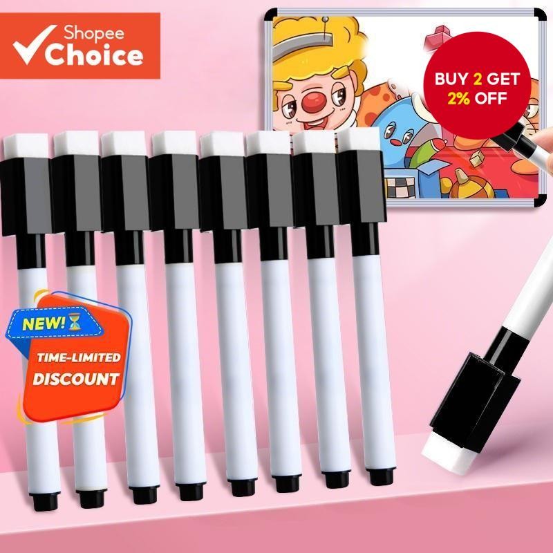 50 black magnetic whiteboard pens, caps, straps, and erasers that can ...