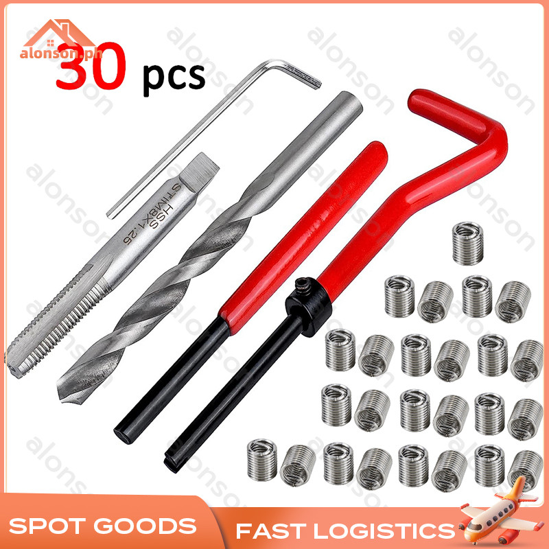 30PCS Metric Thread Repair Insert Kit M6 M8 Helicoil Car Pro Coil Tool Car Repair Tool Set ...