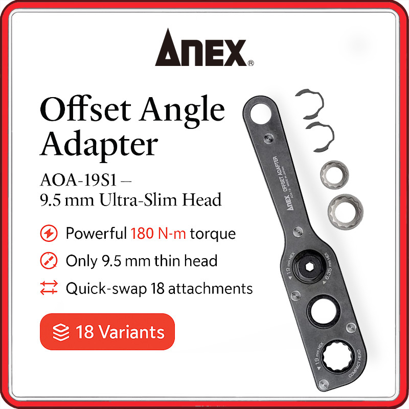 ANEX AOA-19 Ultra-Slim Offset Angle Adapter Kit – 18-in-1 10-24 mm 12 ...