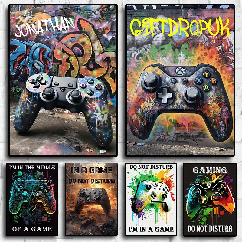 Personalized Game Controller Graffiti Art Home Wall Decor Pictures For ...
