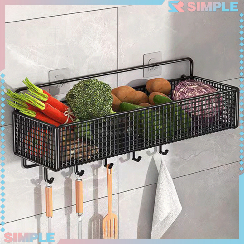 Wall Mounted Kitchen Hanging Rack Spice Storage Holder Kitchen ...