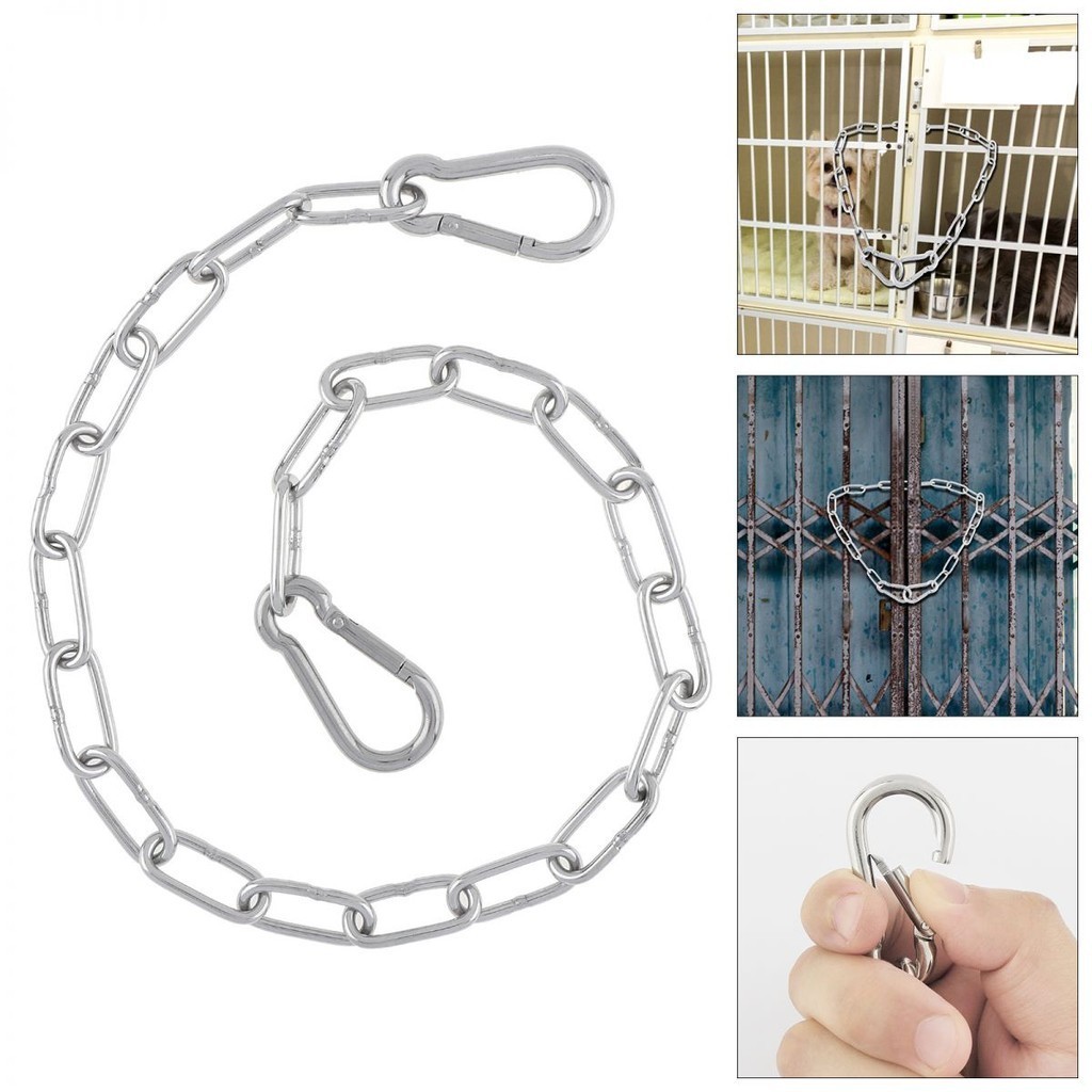 Stainless Steel Gate Link Chain Lock with 2pcs Carabiners, Silvery Gate ...