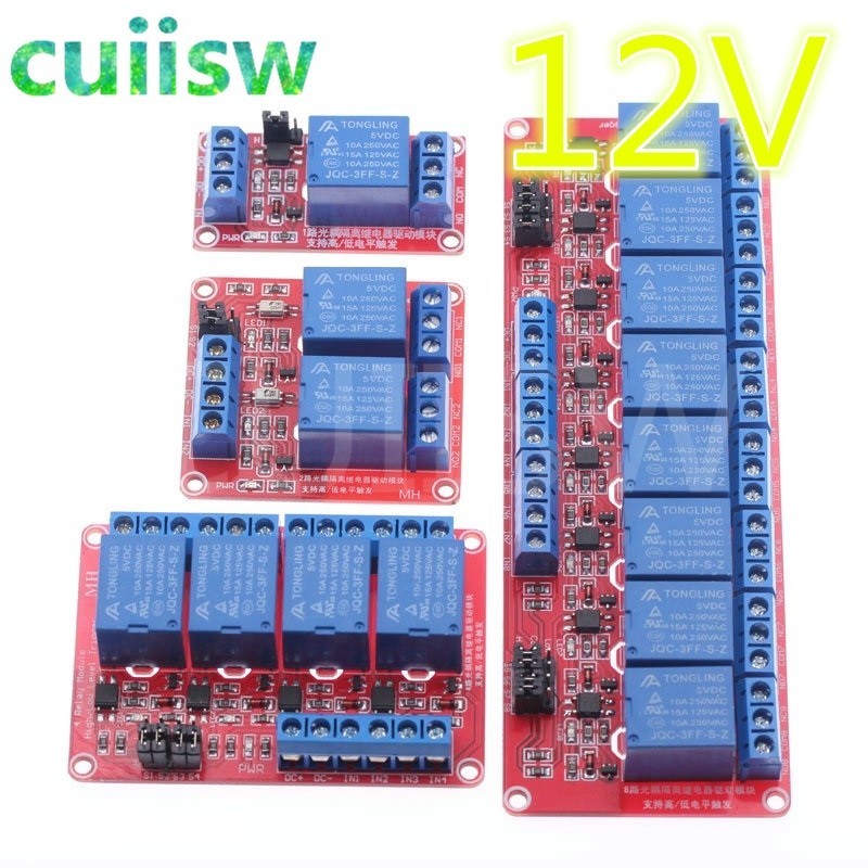 RQ+＞12V 1 2 4 8 Channel Relay Module Board Shield with Optocoupler Road ...