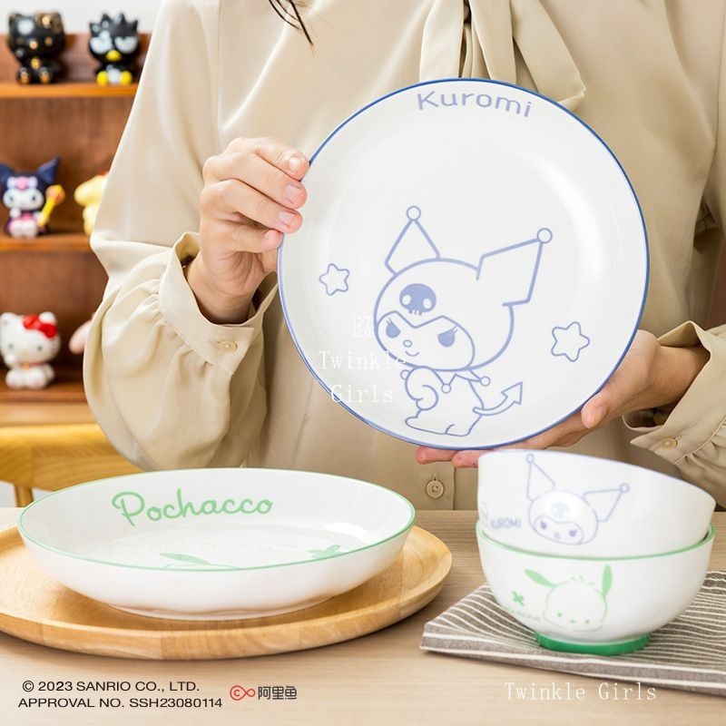 Genuine Cute Kuromi Cinnamoroll Ceramic Plate 8inch Dinnerware Dinner ...