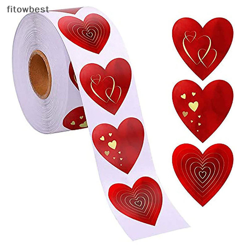 Fbph 500pcs 1inch Red Love Shaped Stickers Roller 25mm Valene's Day ...