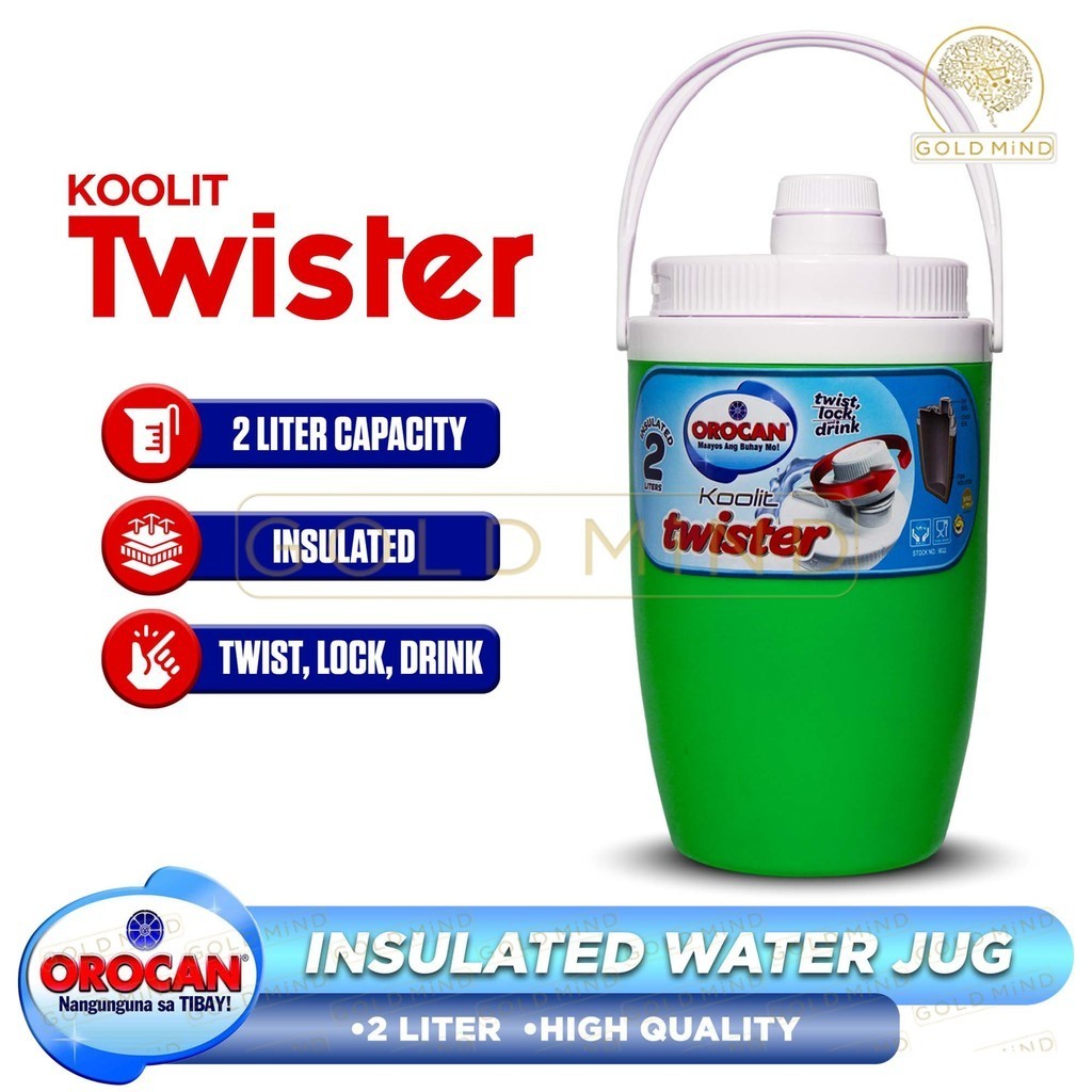 Orocan Water Jug 2 Liters Koolit Twister - Gold Mind | Shopee Philippines