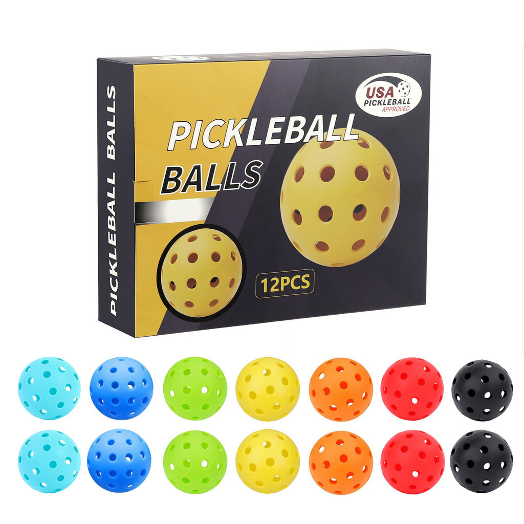 12PCS Pickleball Balls, USAPA Approved Pickleballs,40 Holes Outdoor ...