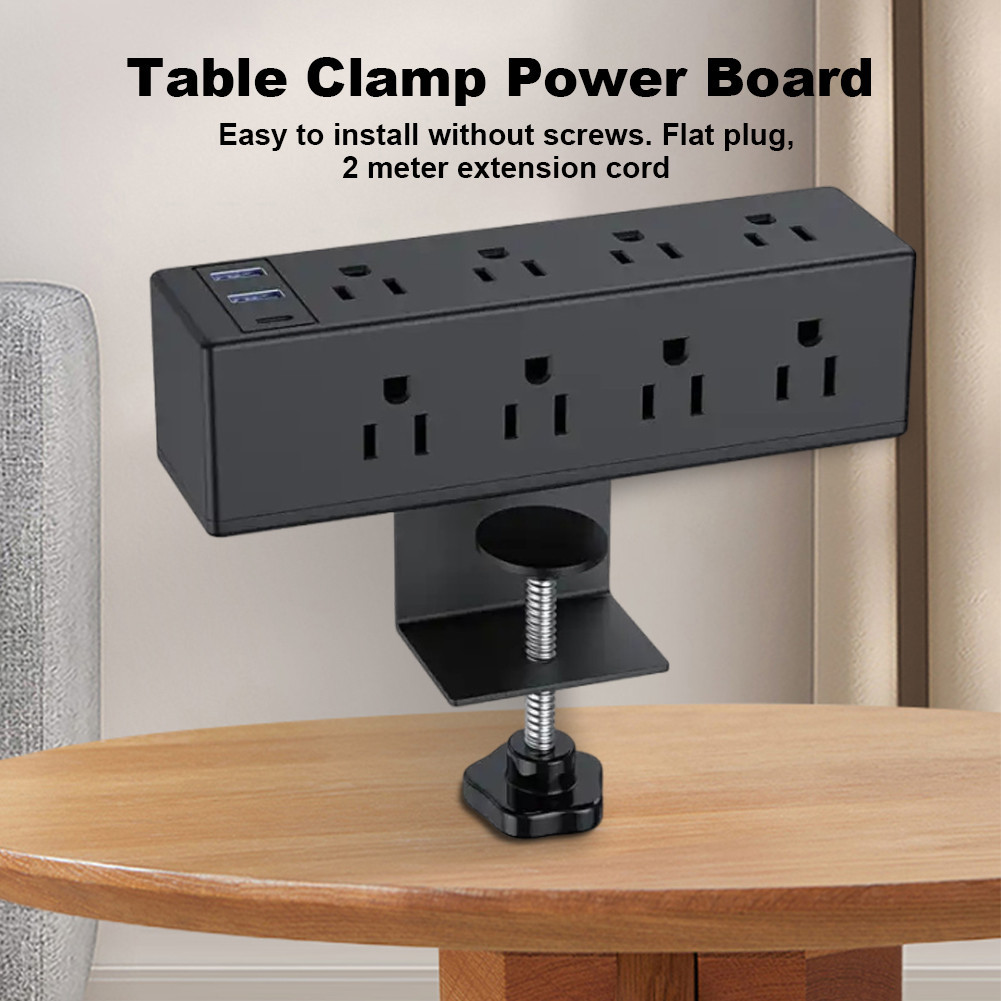 Desk Clamp Power Strip USB C Surge Protector with 8/6 AC Outlet and 6 ...