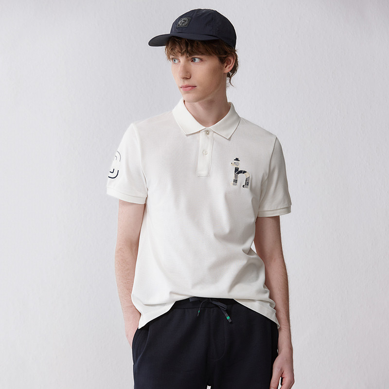 Ready Straw Hazzys Men's Lapel POLO Shirt Short Sleeve Printed T-Shirt Solid Color Business ...