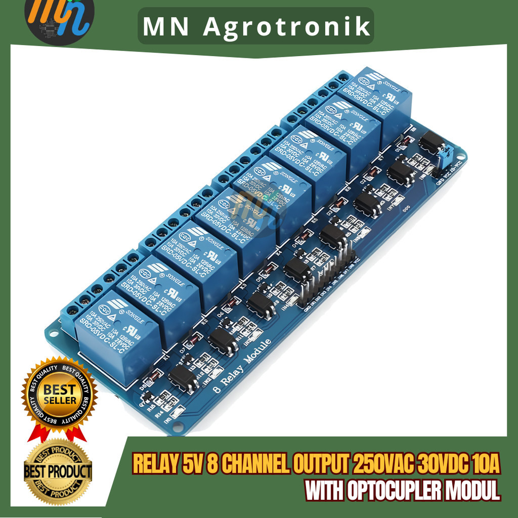 Relay 5V 8 CHANNEL OUTPUT 250VAC 30VDC 10A WITH OPTOCUPLER MODULE ...