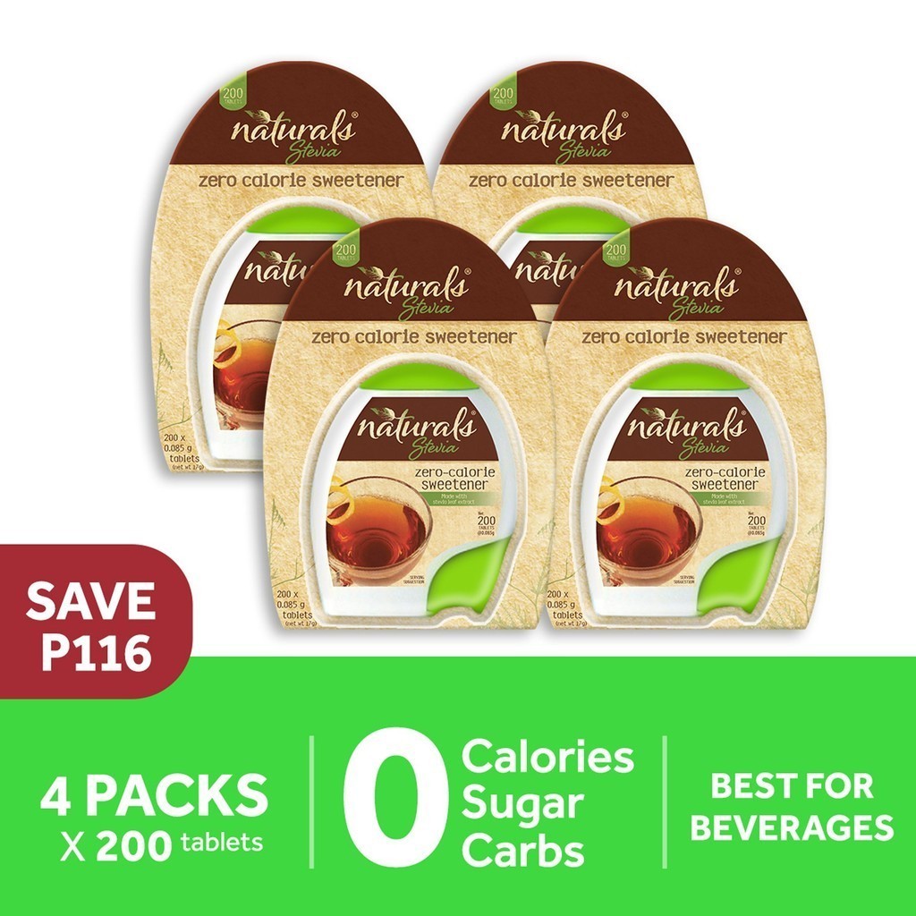 Naturals Stevia Zero Calorie Sweetener 200 Tablets - 4 Packs (Natural ...