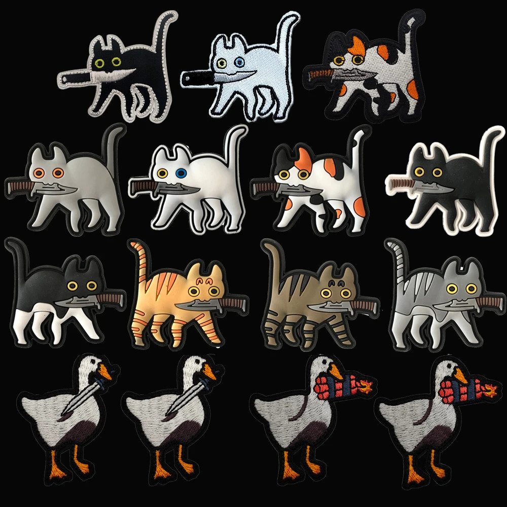 Quality Choices Cartoon Goose Cat With Knife Embroidery PVC Rubber ...