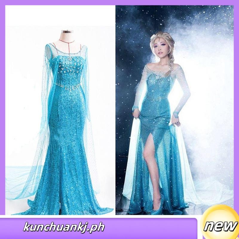 Elsa Princess cos Costume Frozen Disney Elsa Princess Queen Adult Retro ...