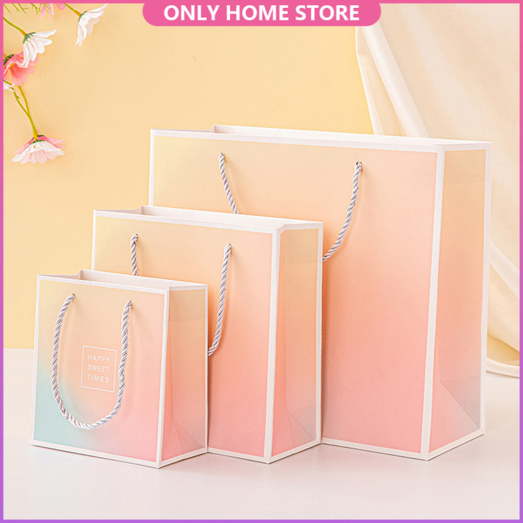 Gradient Color Paper Gift Bag with Handle Luxury Shopping Bag Thick ...