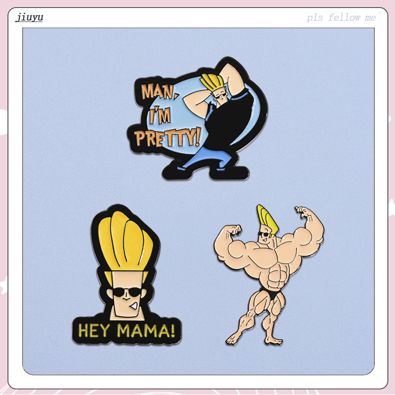 Johnny Bravo Bodybuilding Exercise Enamel Pin Anime Characters Metal ...