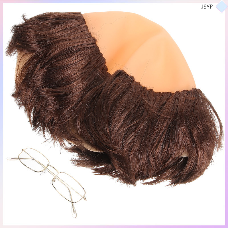 Bald Monk Wig for Halloween Cosplay Party Brown Cap Male Costume Prop ...