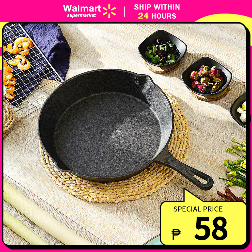 【Walmart】25cm Cast Iron Frying Pan Original Non Stick Skillet Pan Fried ...