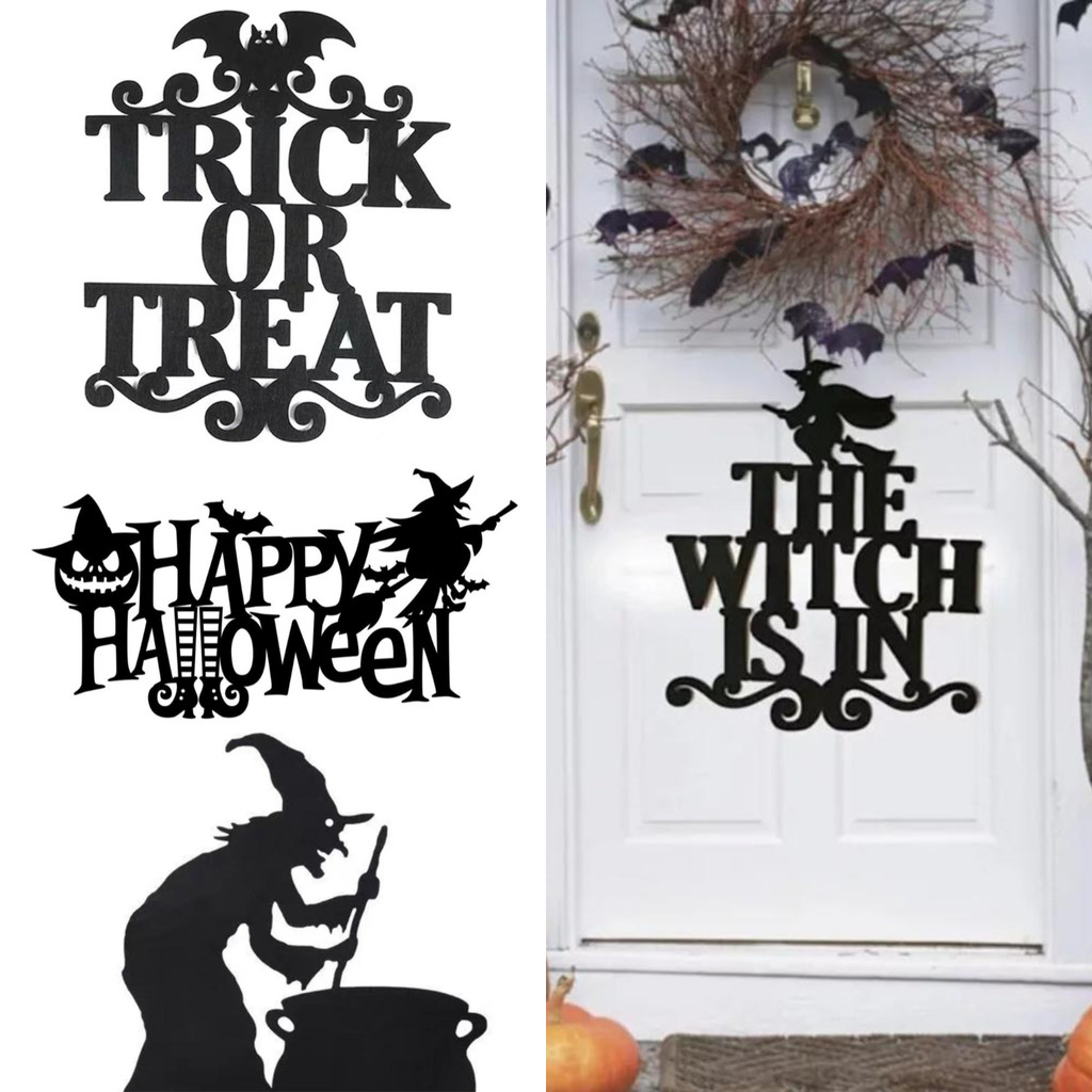 Halloween Felt Hanging Signs for Happy Halloween Door Decorations Trick ...