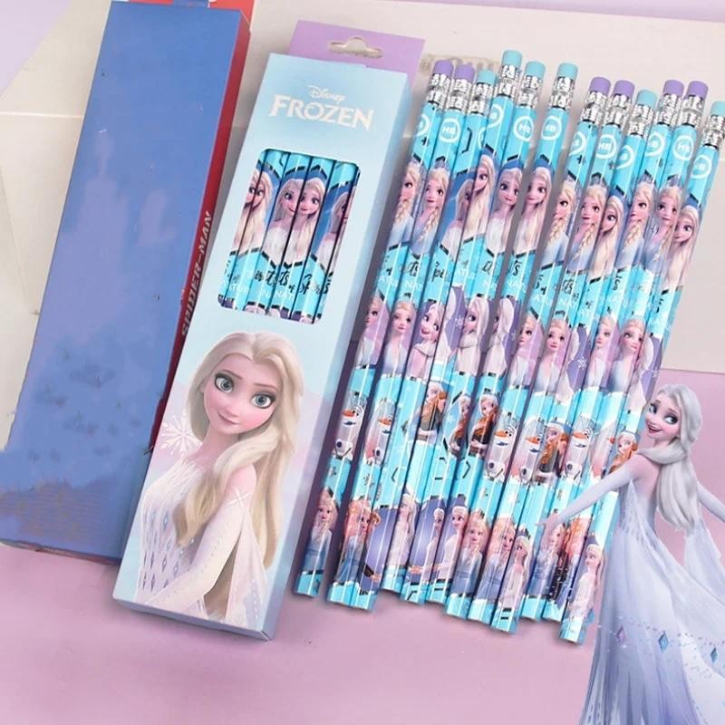 Anime Figure Disney Children's Pencils Stitch Frozen Elsa Round Rod ...