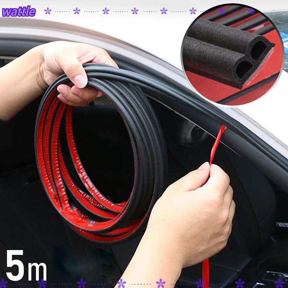 WATTLE Car Door Seal Strips, Soft 5 Meters B Shape Weatherstrip, Double ...