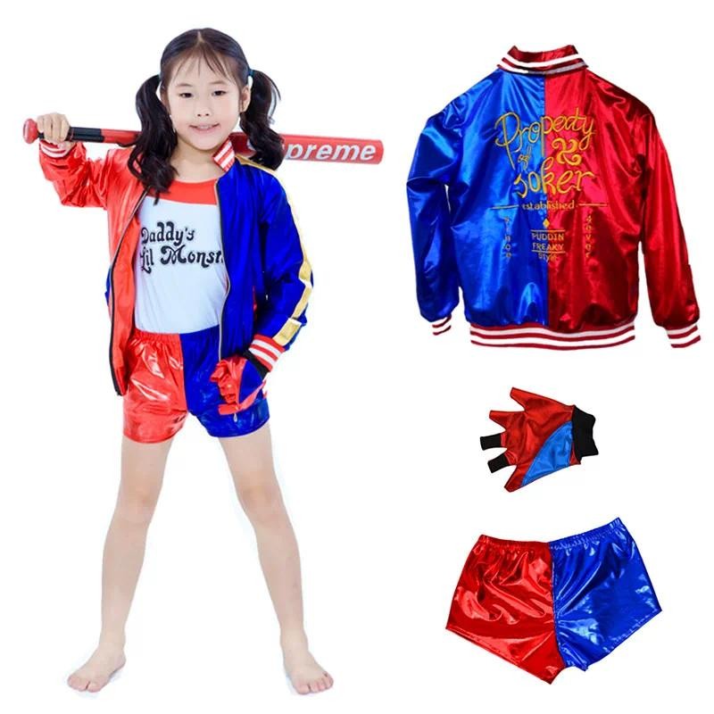 Halloween Kids Harry Quinn Cosplay Costume Quinn Squad Harley Monster T ...
