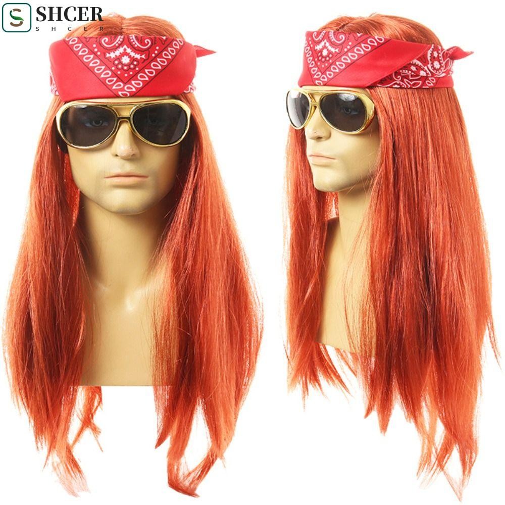 SHCER Men Cosplay Wigs 70s 80s Fasion Breathable Nightclub Bar Wig Heat ...