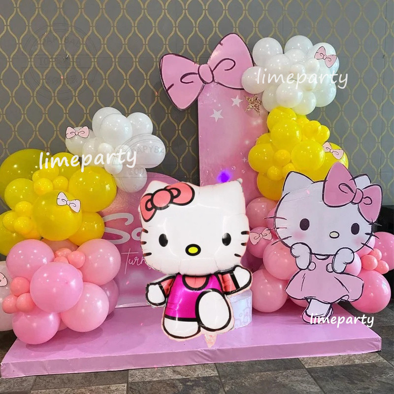 Kawaii Hello Kitty Balloon Garland Arch Kit Pink Bow-knot With Pink 1 ...