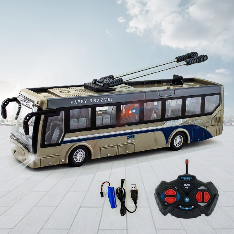 Luxury Children Remote Control Light Bus Rechargeable Bus Bus Children ...