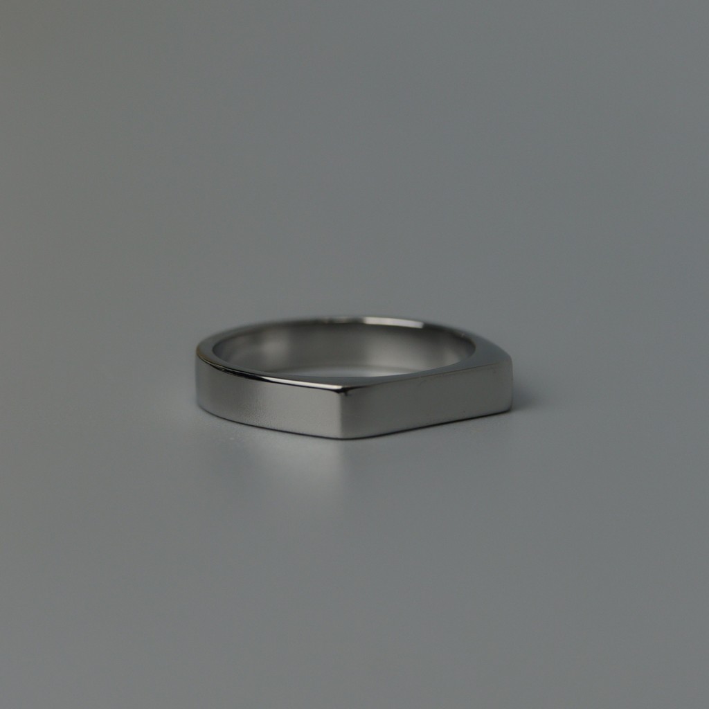HB Men Jewelry NOAH Silver Plain Tiny Rectangle Ring Fashion For Men's ...